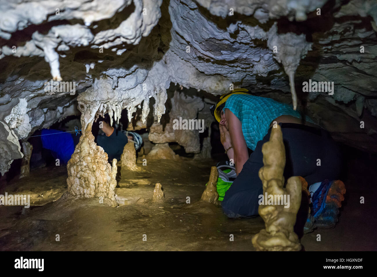 Woman caving spelunking cave hi-res stock photography and images - Alamy