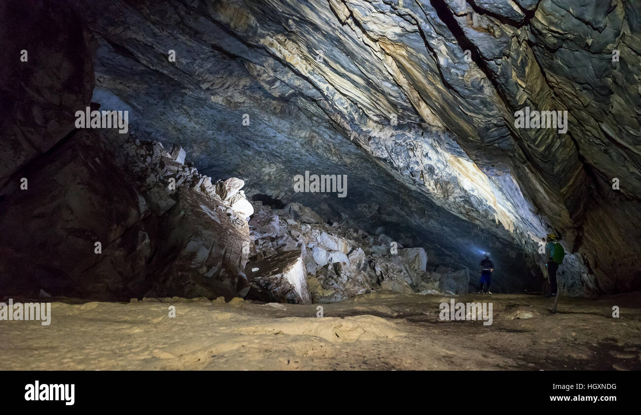 Huge cave chamber in Mulu National Park, Borneo, Malaysia Stock Photo ...