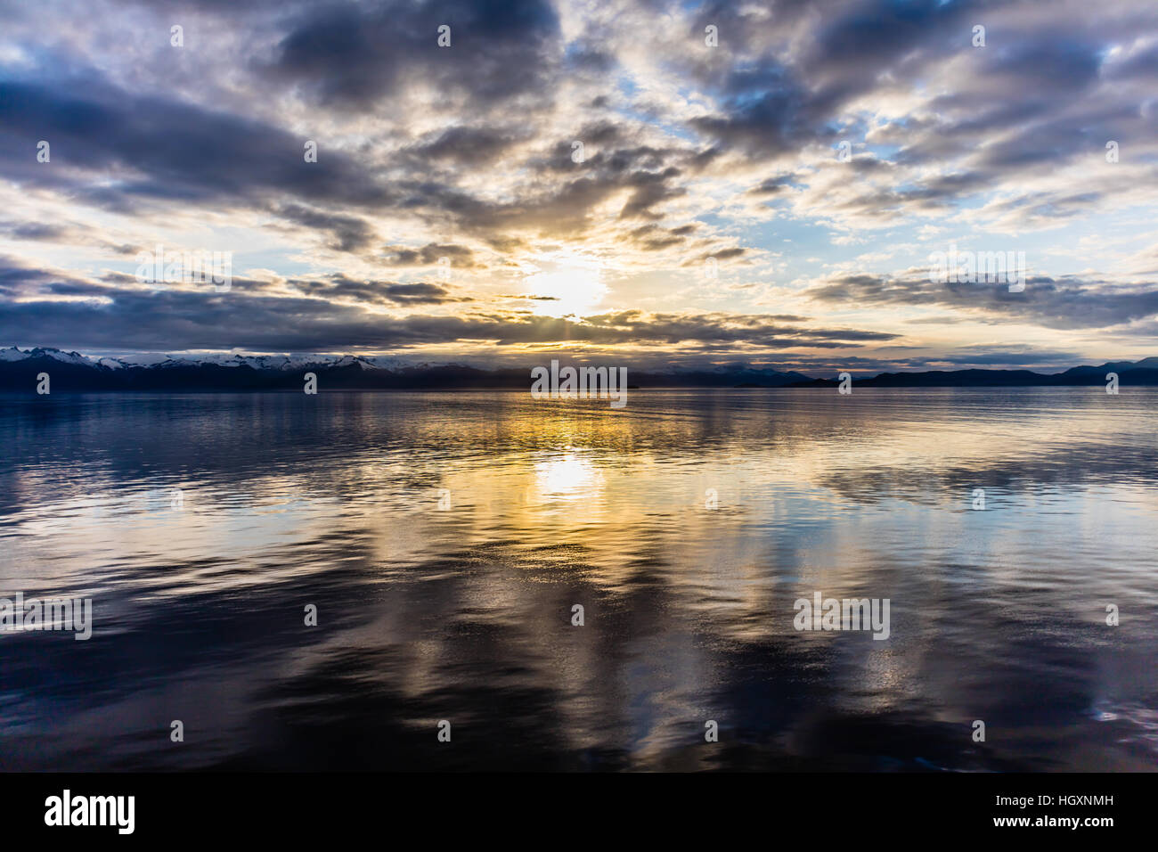 Sunset over the Pacific Ocean Near Alaska Stock Photo - Alamy