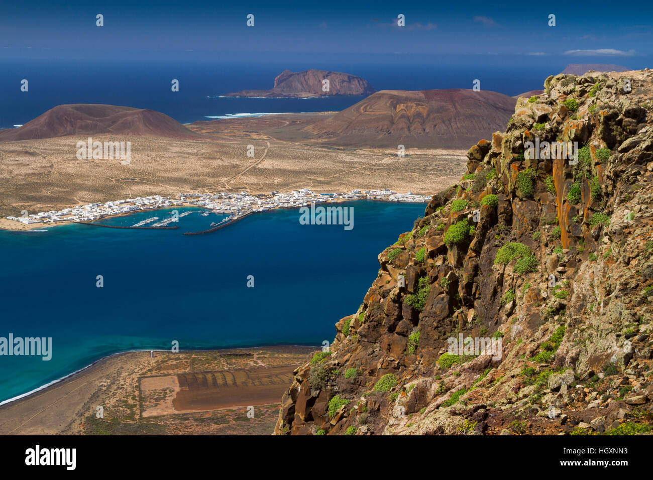 Riscos de Famara (Famara cliffs) and La Graciosa island from Mirador ...