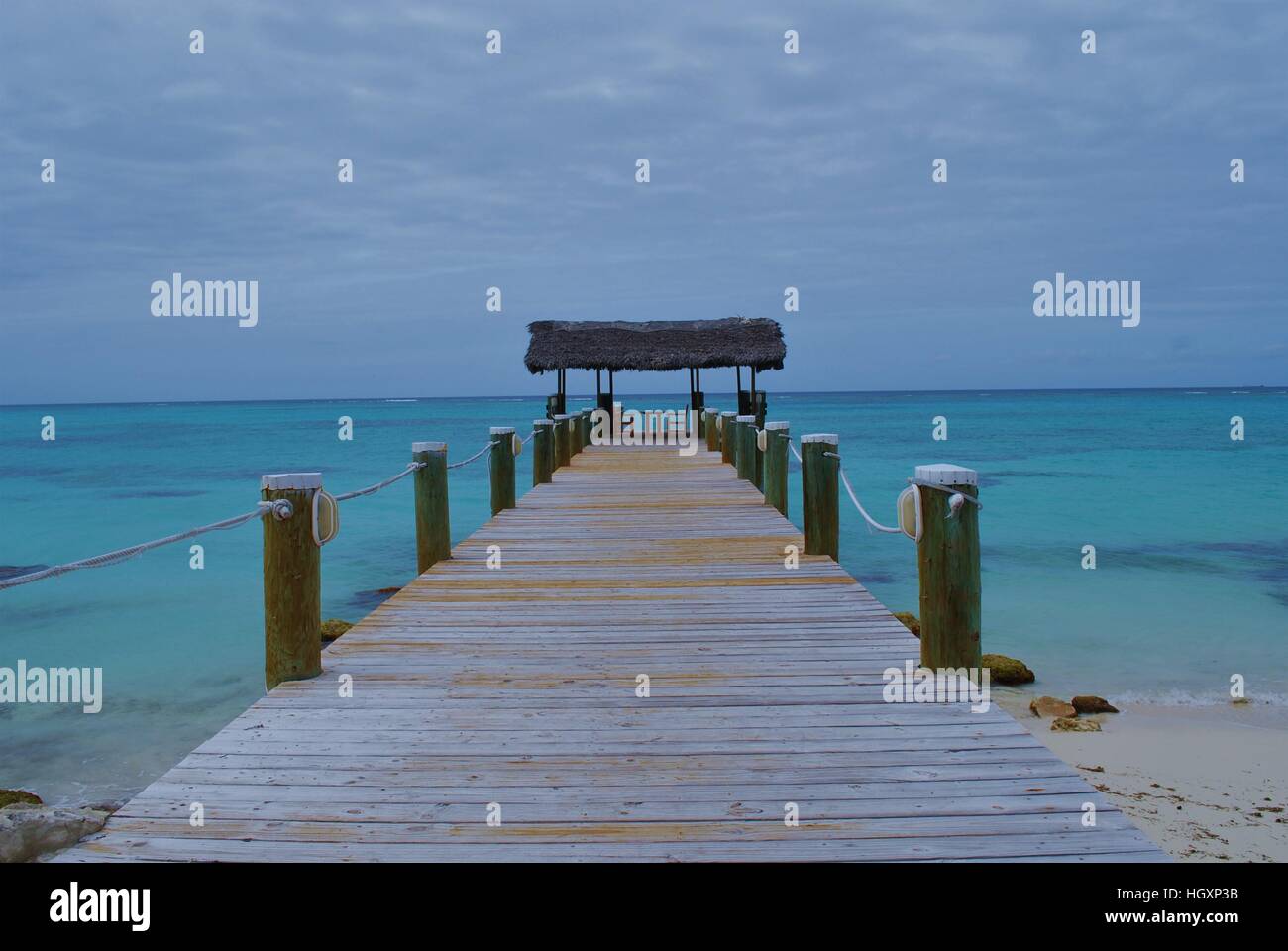 boardwalk into the Caribbean ocean Stock Photo - Alamy