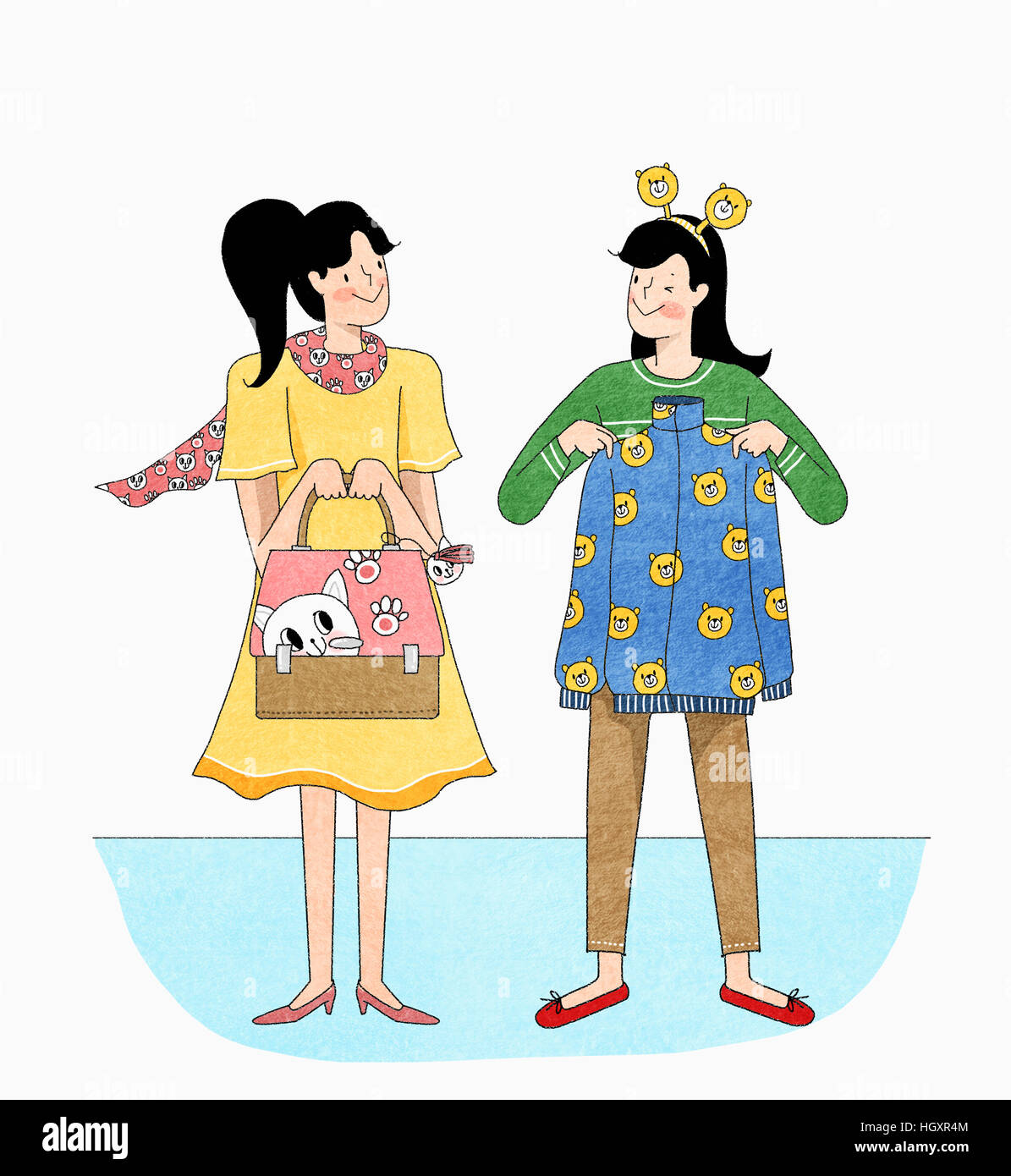 Two smiling female kidults Stock Photo - Alamy