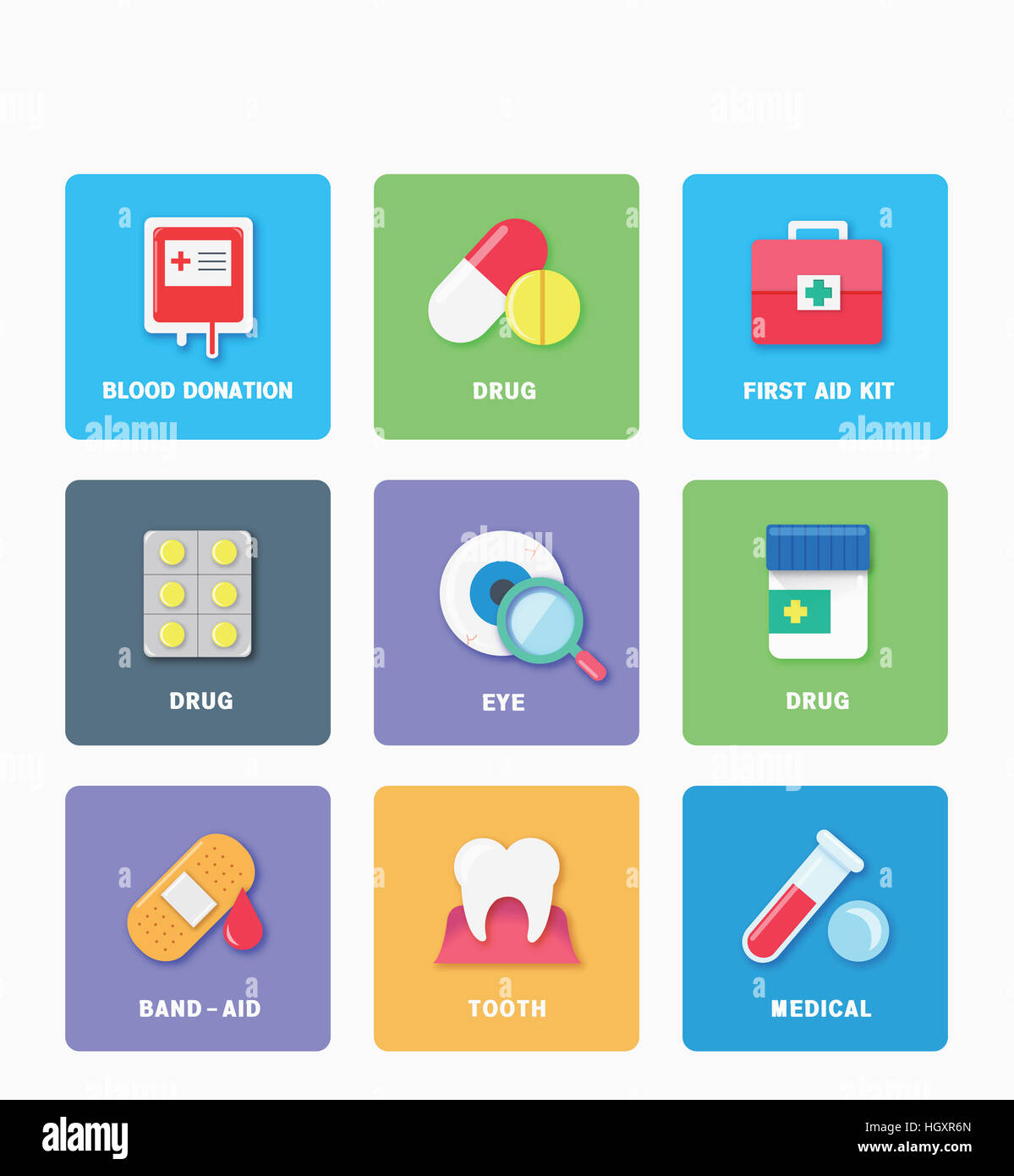 Various icons related to medicine Stock Photo - Alamy