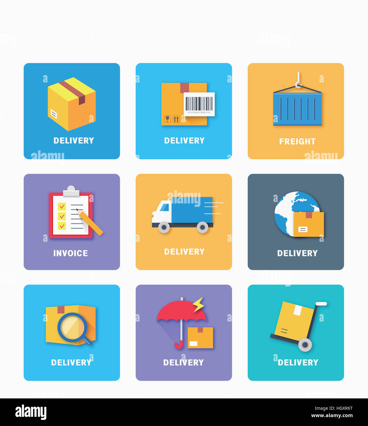 Various icons related to delivery Stock Photo - Alamy