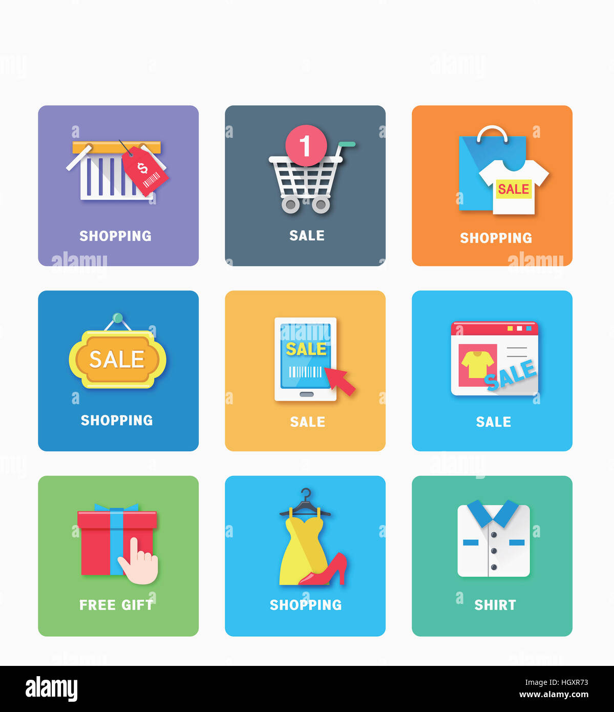 Various icons related to shopping Stock Photo - Alamy