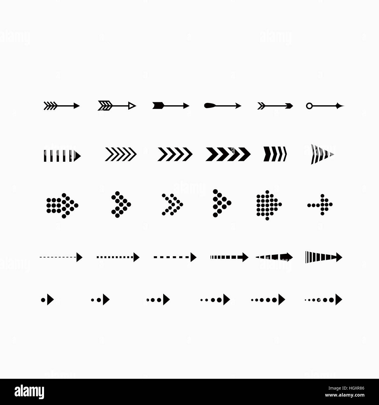Dotted arrow icons Black and White Stock Photos & Images - Alamy