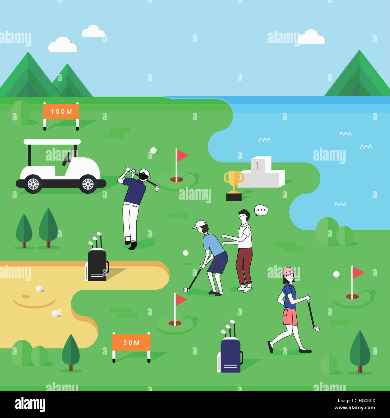 People enjoying golf Stock Photo - Alamy