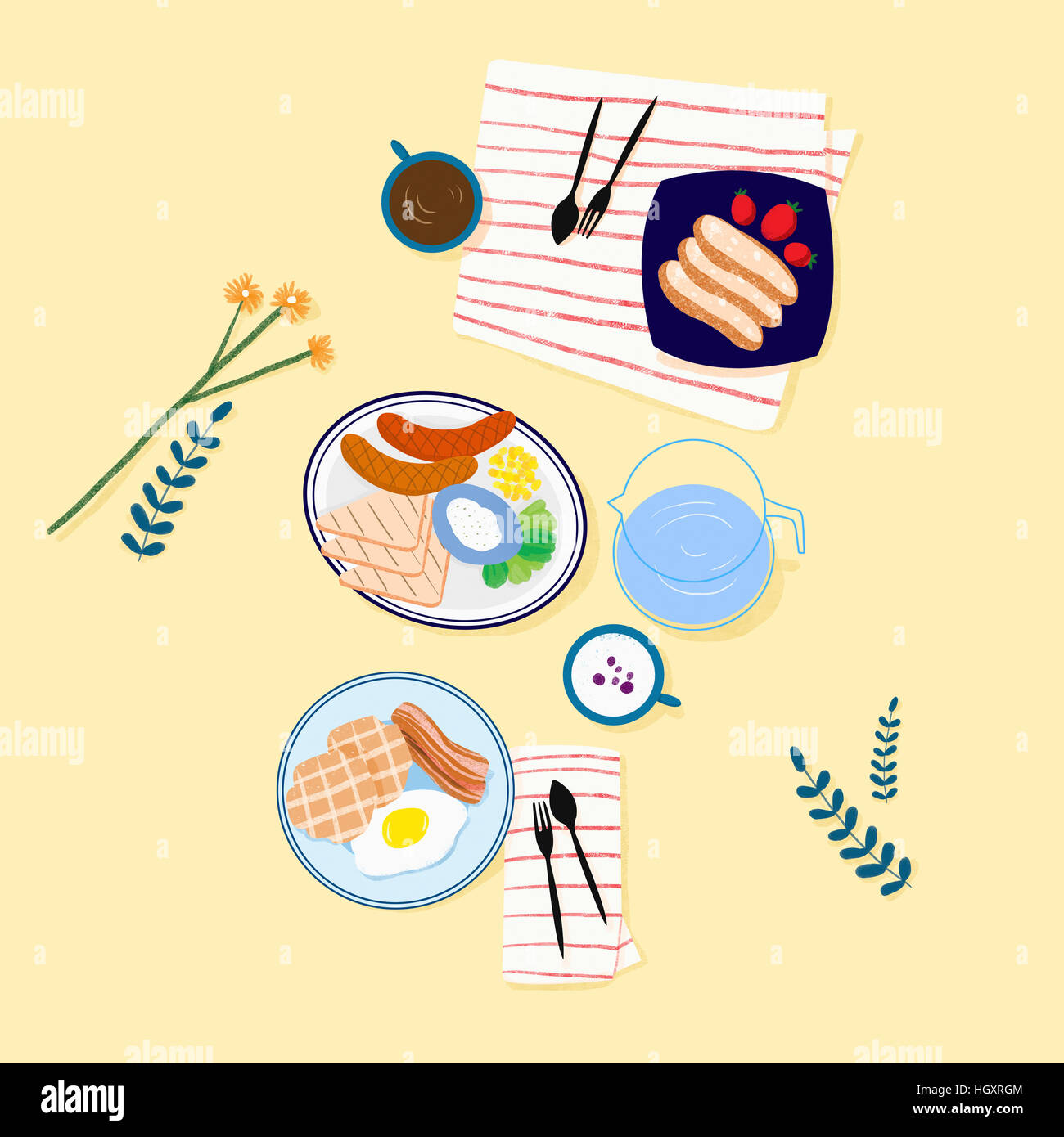 Foods on plates for kinfolk people Stock Photo - Alamy