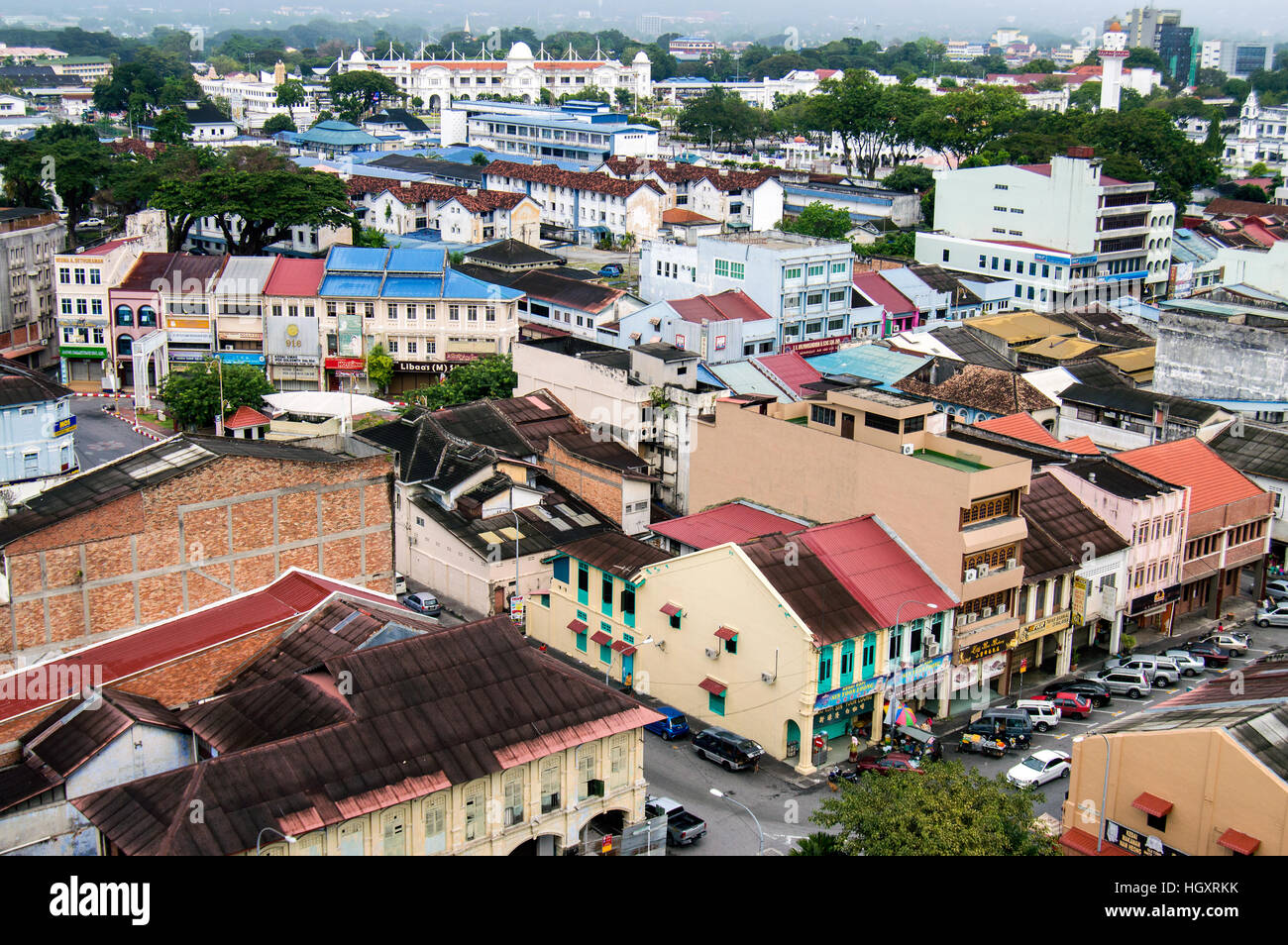 Aerial view of old town looking west, Ipoh, Perak, Malaysia Stock Photo ...