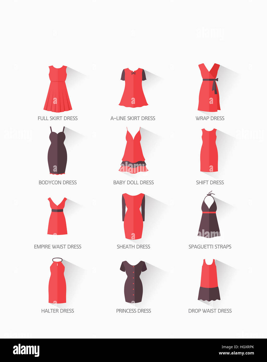 Icons of various dresses Stock Photo - Alamy