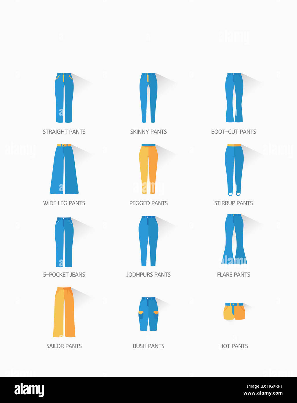 Icons of various pants Stock Photo - Alamy