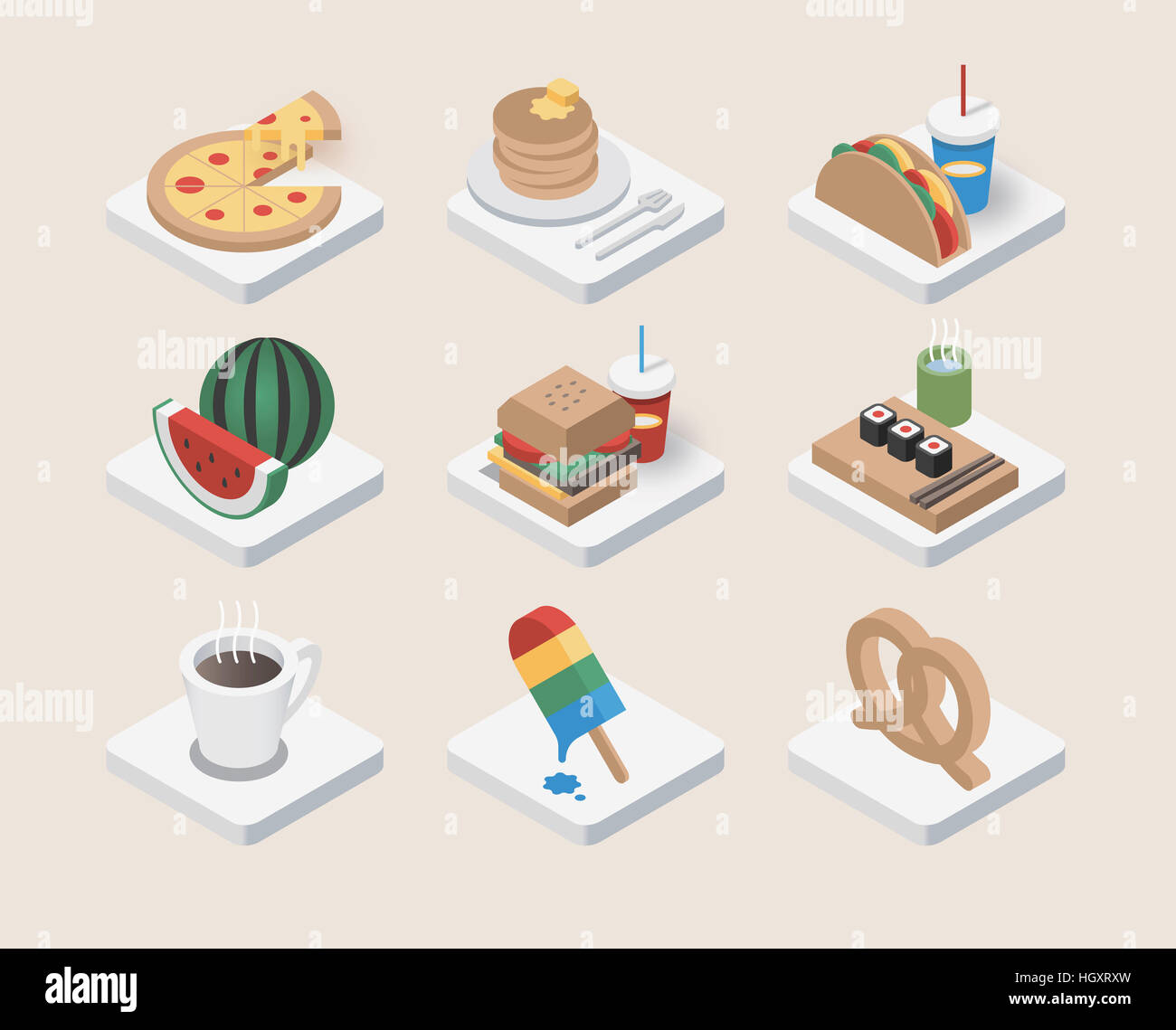 Icons of various food Stock Photo - Alamy