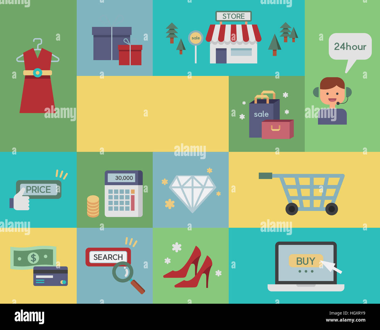 Various icons related to shopping Stock Photo - Alamy