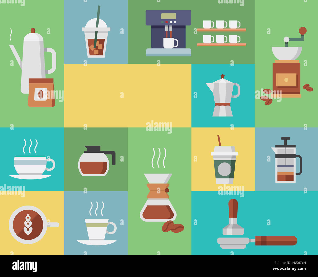 Various icons related to cafe Stock Photo - Alamy