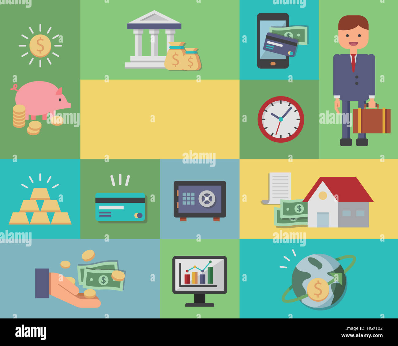 Various icons related to business Stock Photo - Alamy