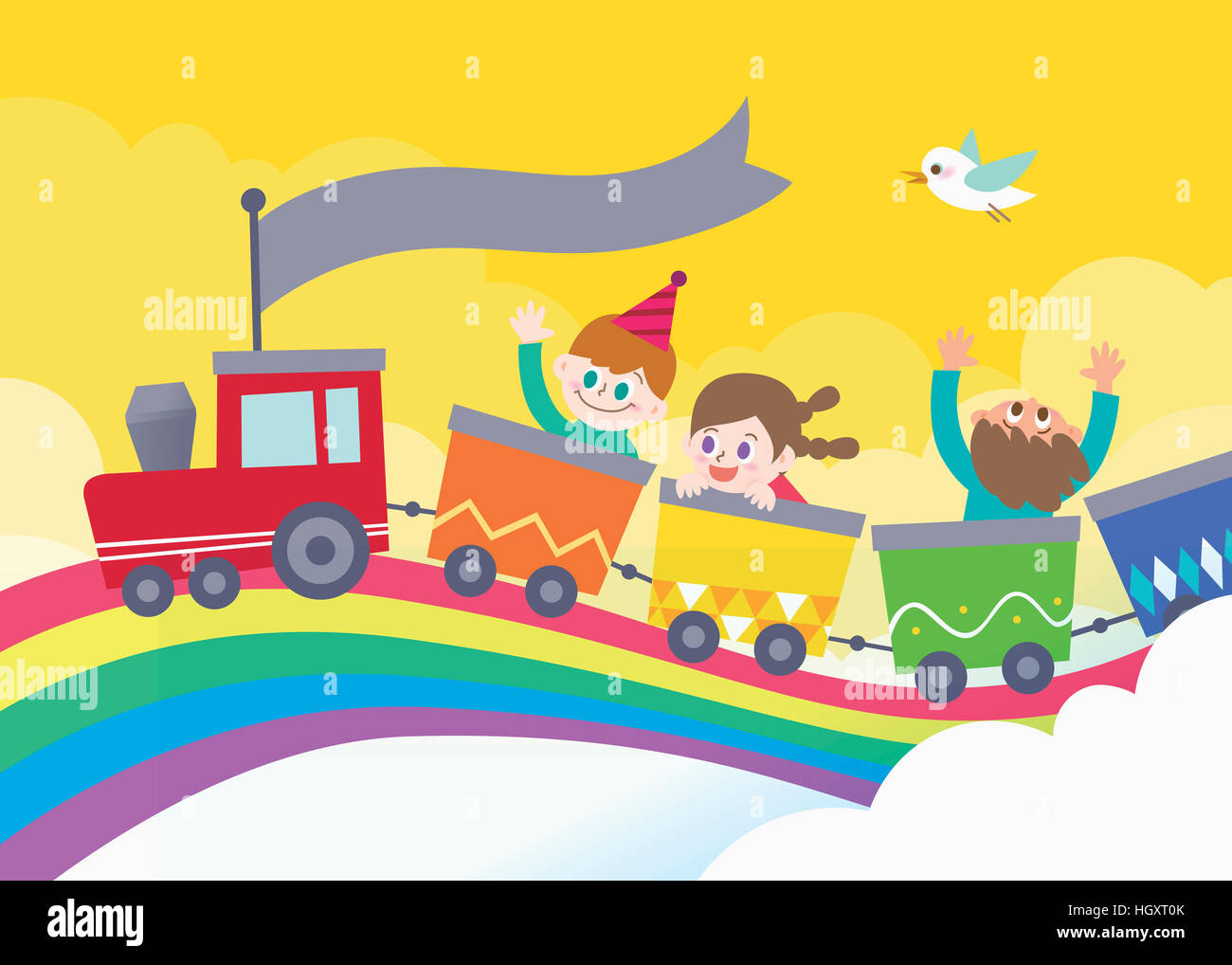 Smiling children riding in train Stock Photo - Alamy