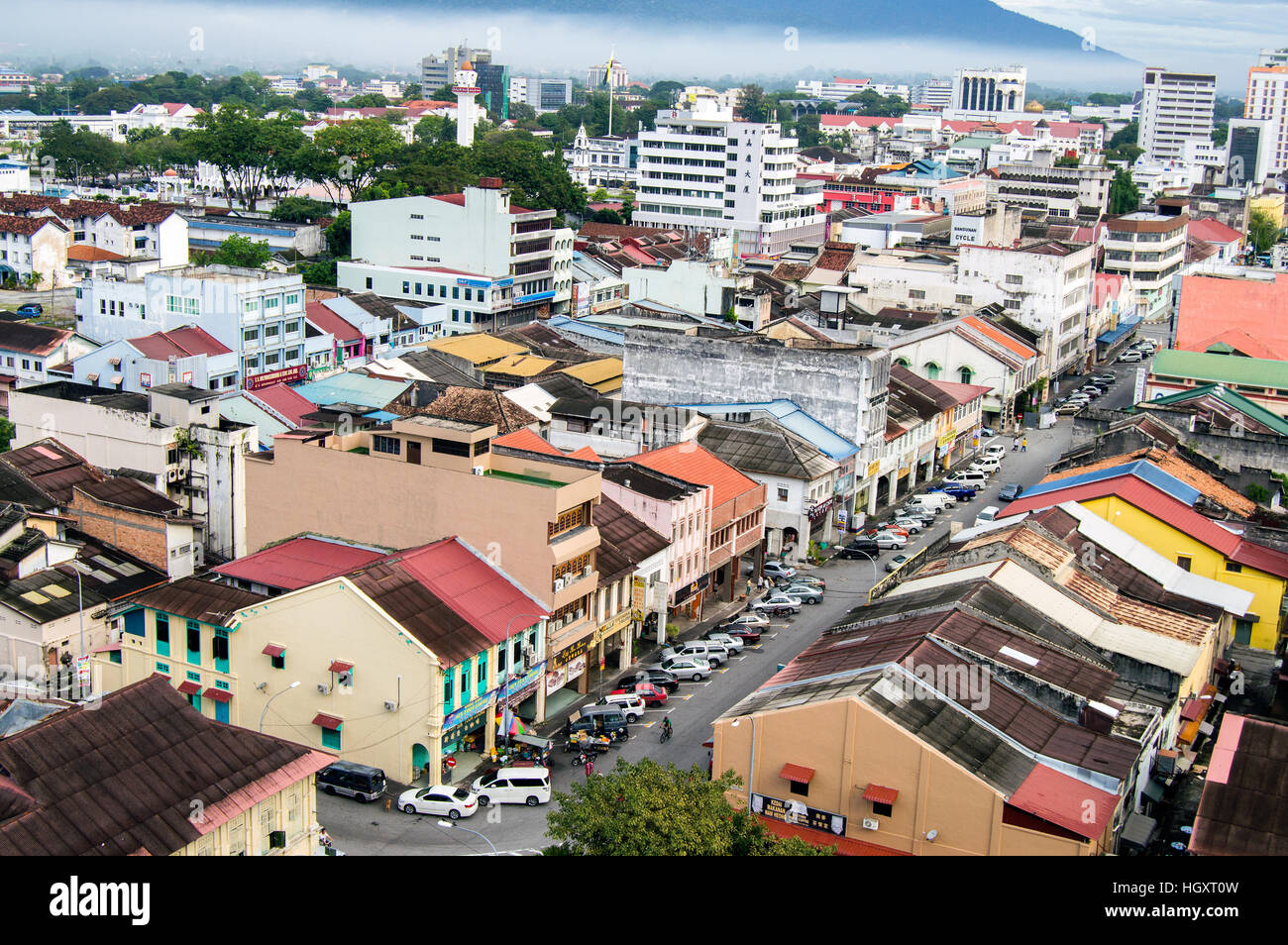 Aerial view of old town looking west, Ipoh, Perak, Malaysia Stock Photo ...