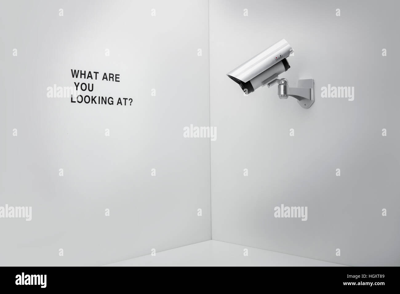 Surveillance camera with English message Stock Photo - Alamy