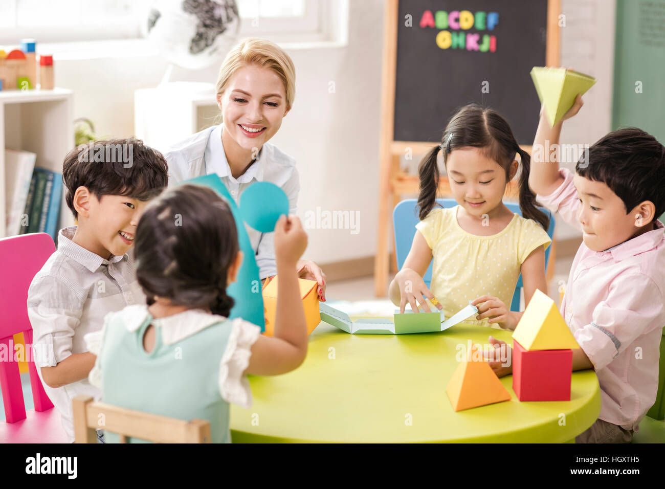 English class at kindergarten Stock Photo, Royalty Free Image ...