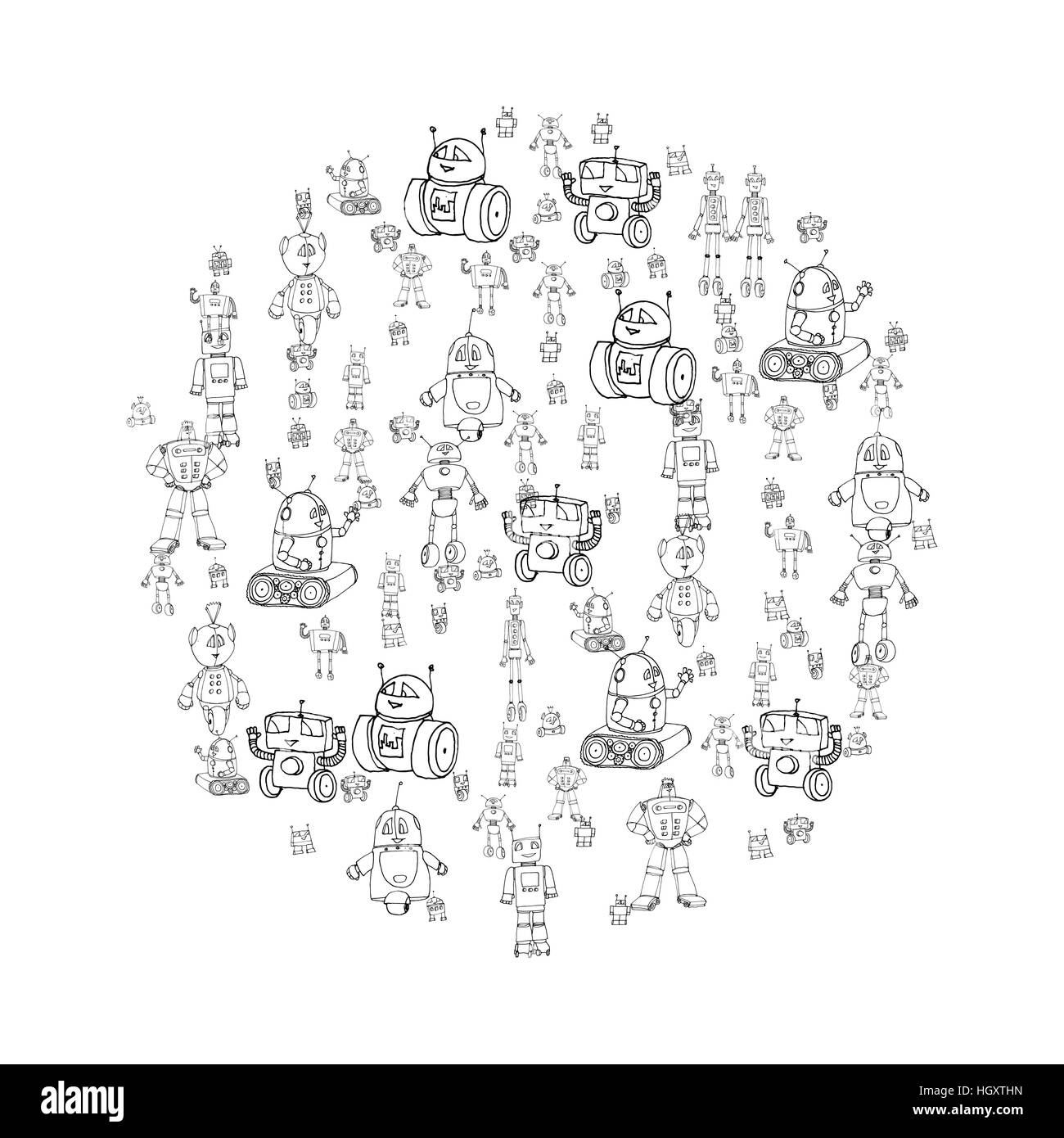 Robot doodles vector Stock Vector Image & Art - Alamy