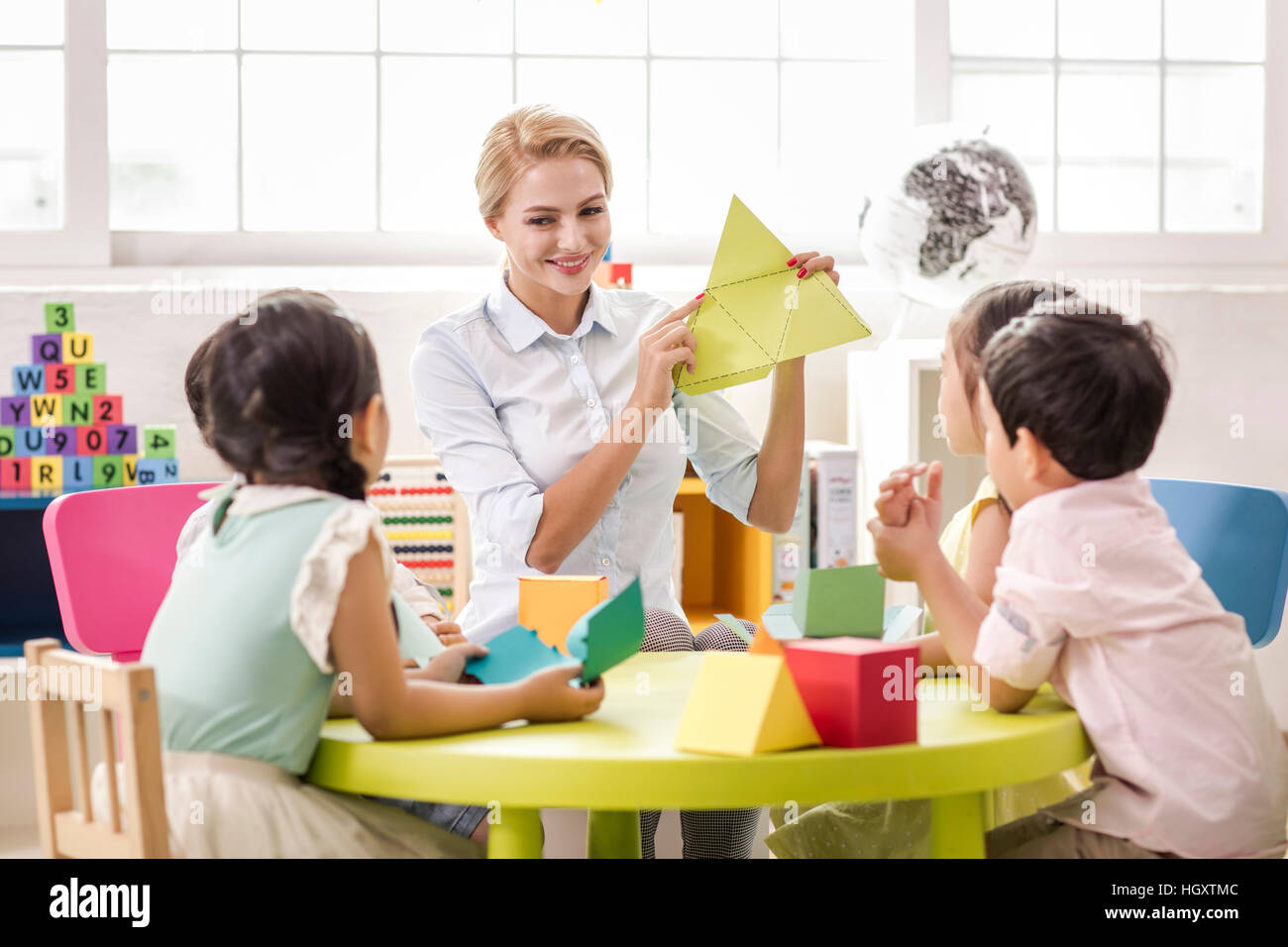 Class at kindergarten Stock Photo - Alamy