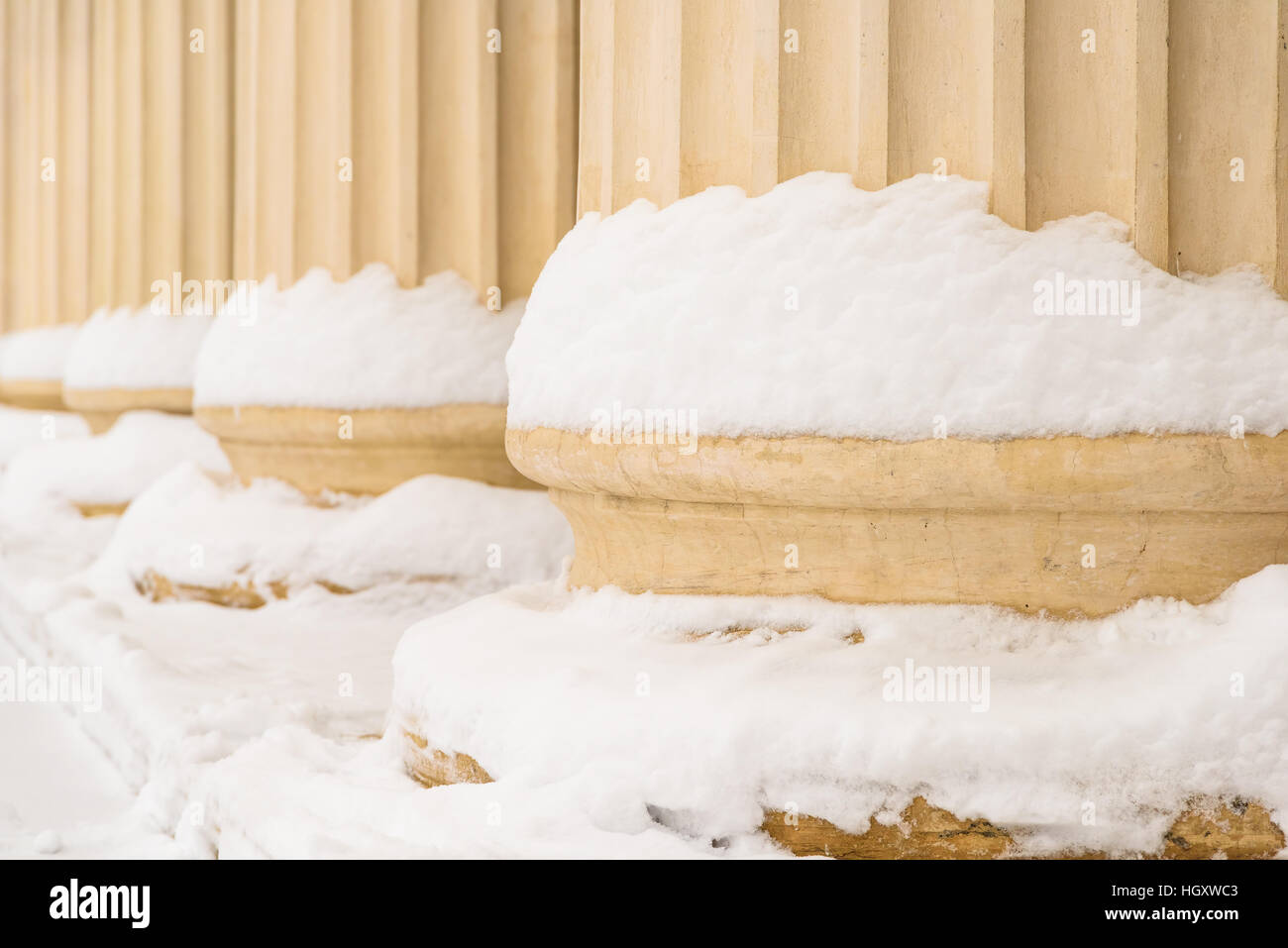 Composite Greek Style Columns In Winter Stock Photo - Alamy