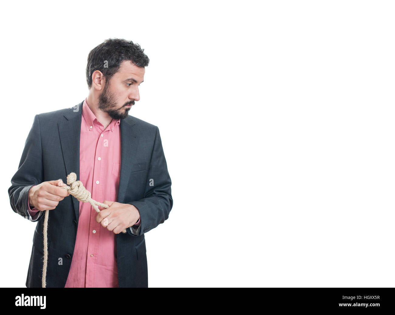 Portrait of a businessman with a gallows in his hand Stock Photo - Alamy