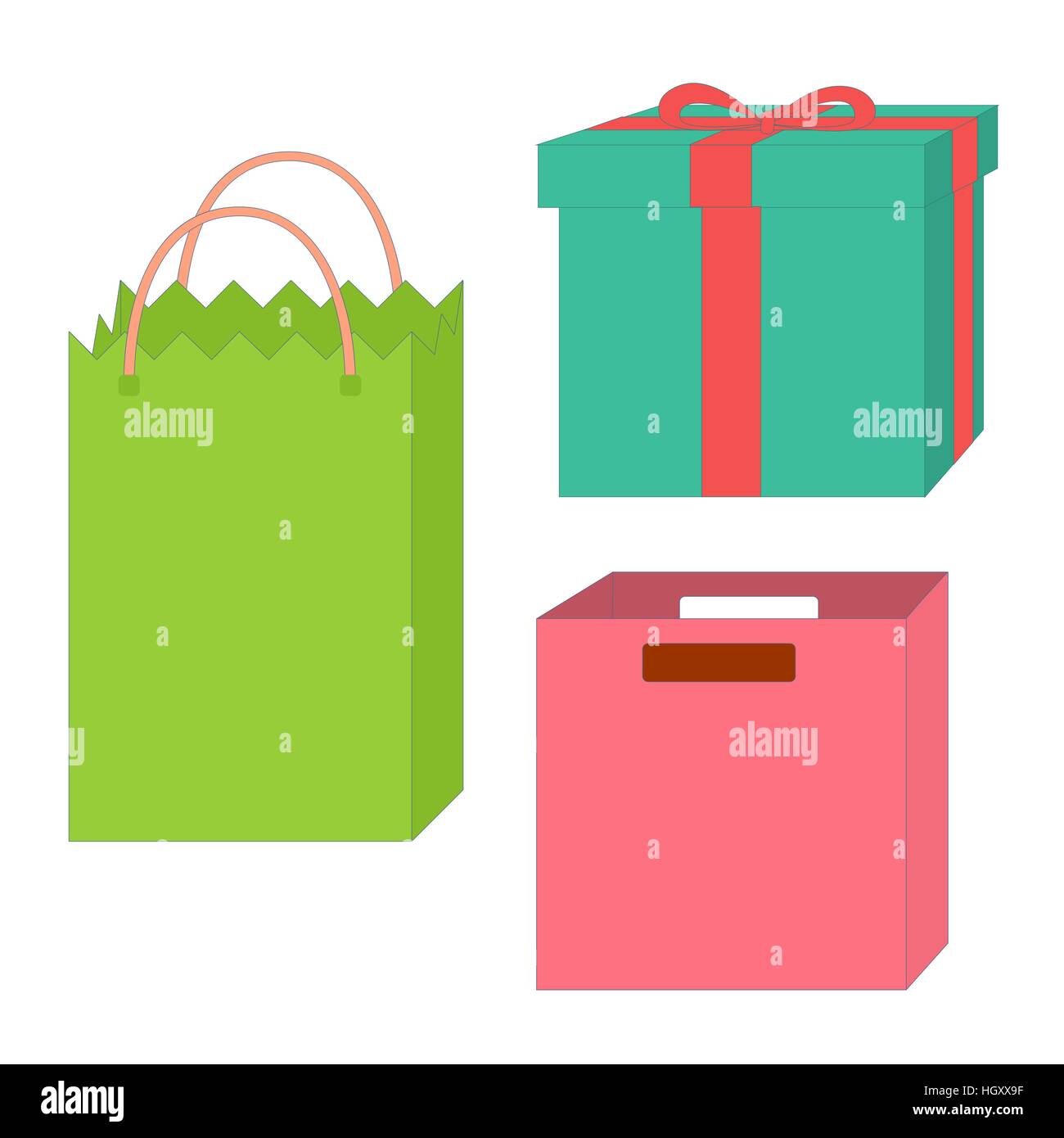 Set of empty boxes and packages, isolated on a white backgrounds ...