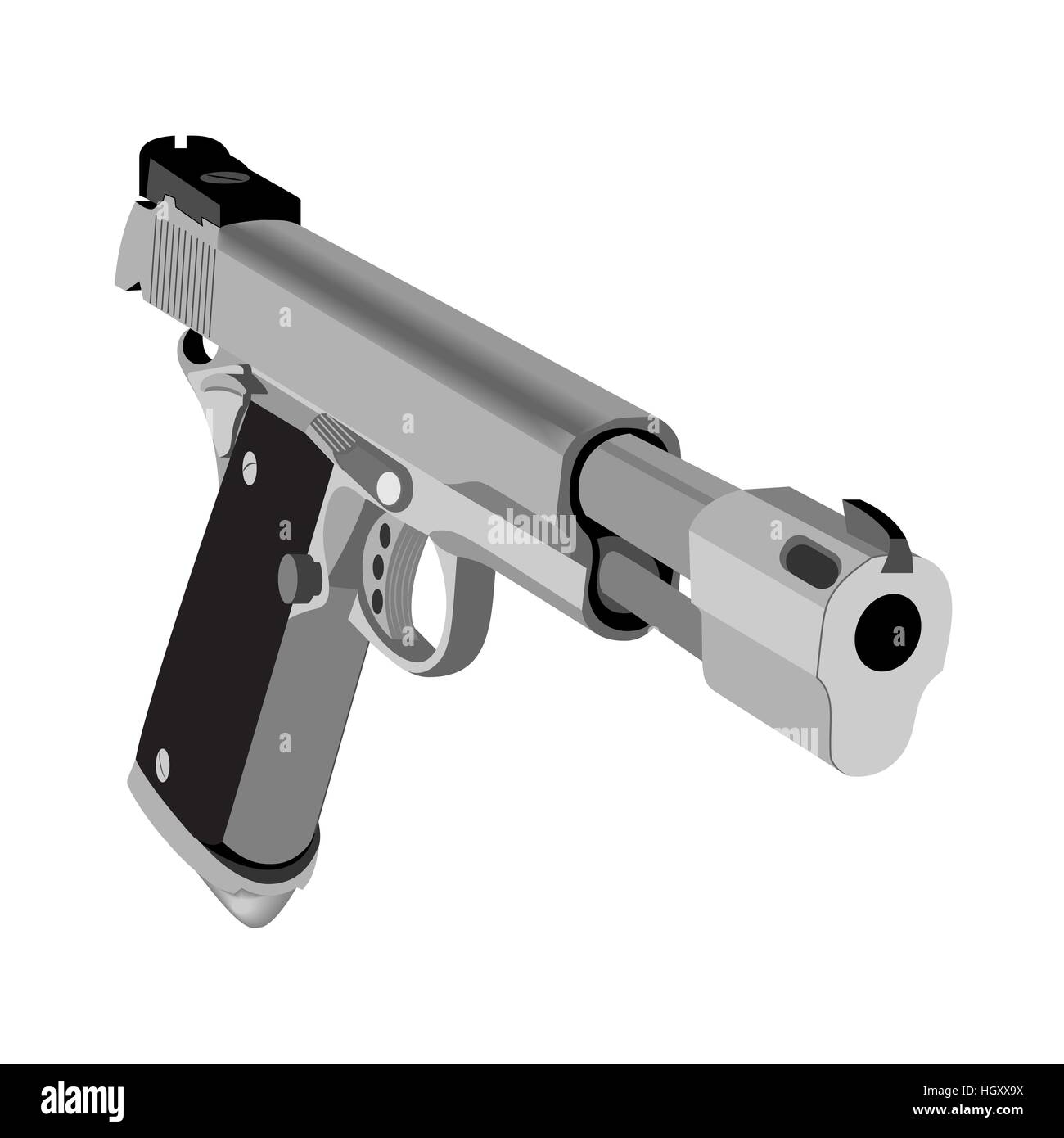 Realistic hand gun isolated on white background. Vector illustration ...