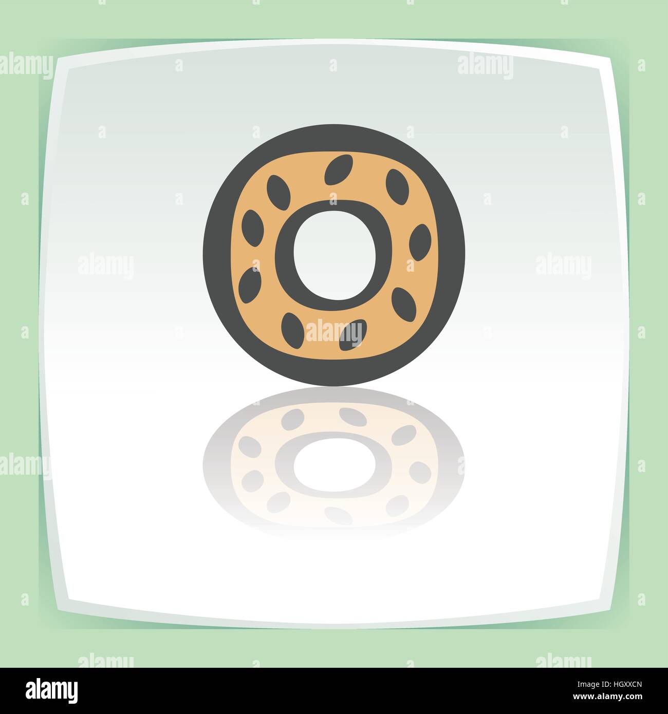 Vector outline sweet donut food icon on white flat square plate ...