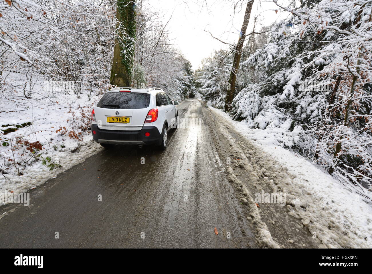 A Road in England after a snow storm in the morning Stock Photo - Alamy