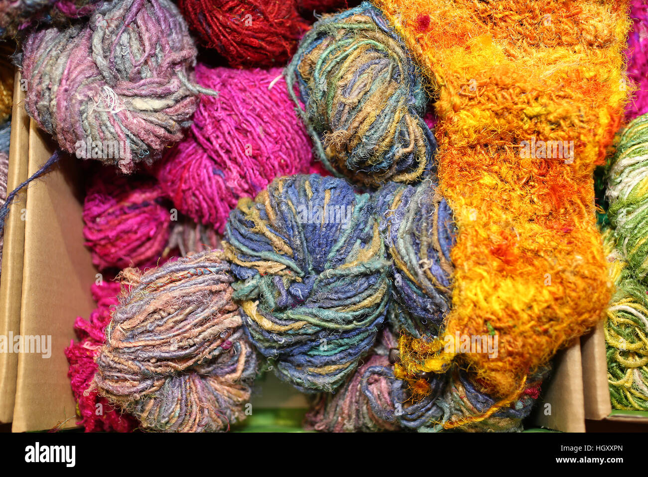 lots of wool for sale balls in wool and fabric store Stock Photo - Alamy