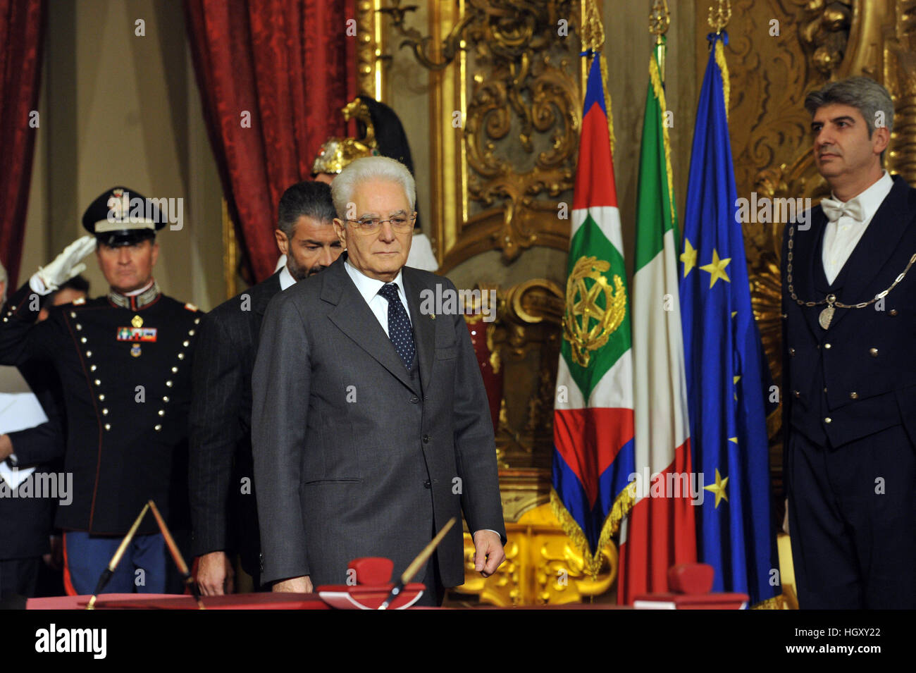 President of Italy Sergio Mattarella as the new Government is sworn-in ...