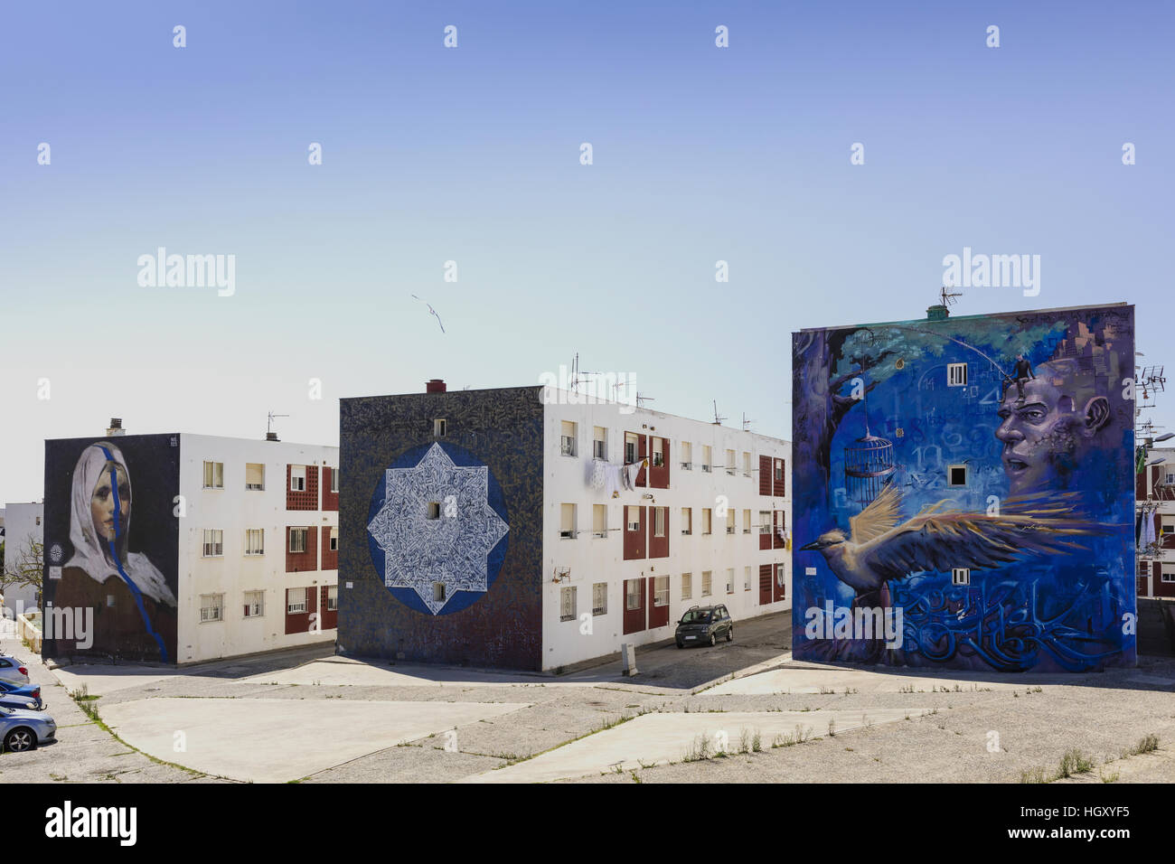 Contemporary urban culture, street art graffiti on the residential ...