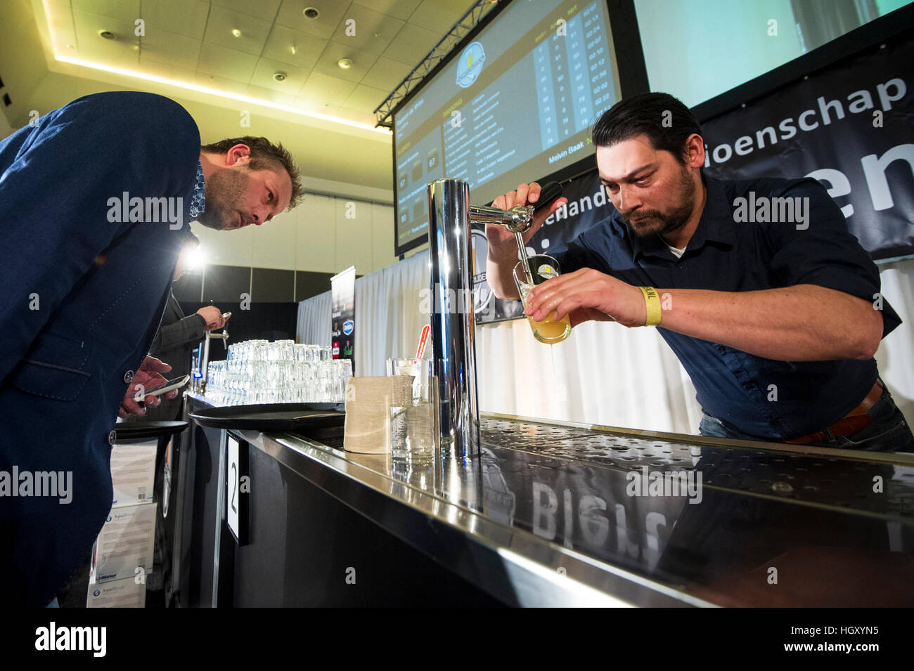 Amsterdam. 11-01-2017. Dutch Championship beer tapping Stock Photo - Alamy