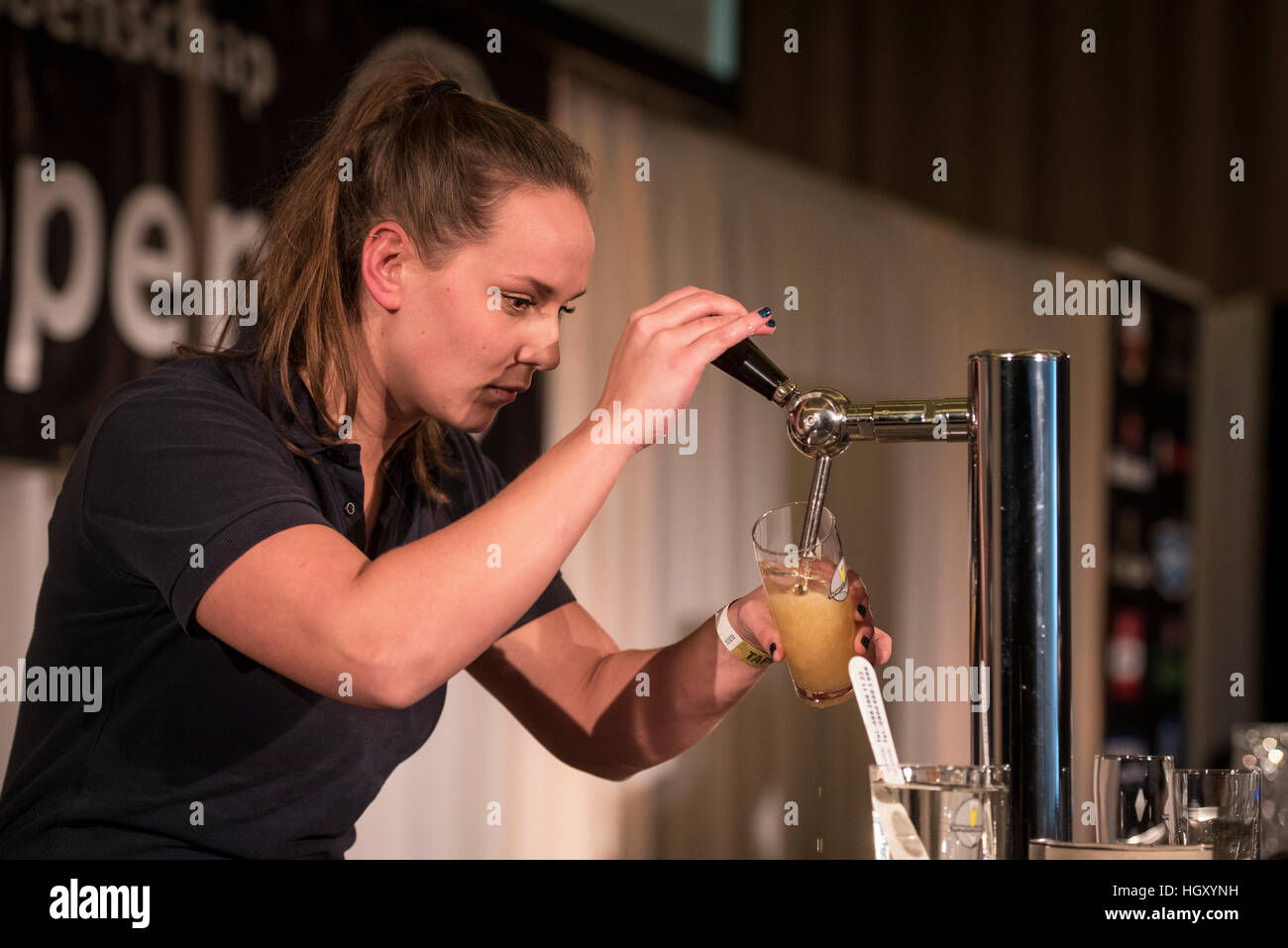 Amsterdam. 11-01-2017. Dutch Championship beer tapping Stock Photo - Alamy
