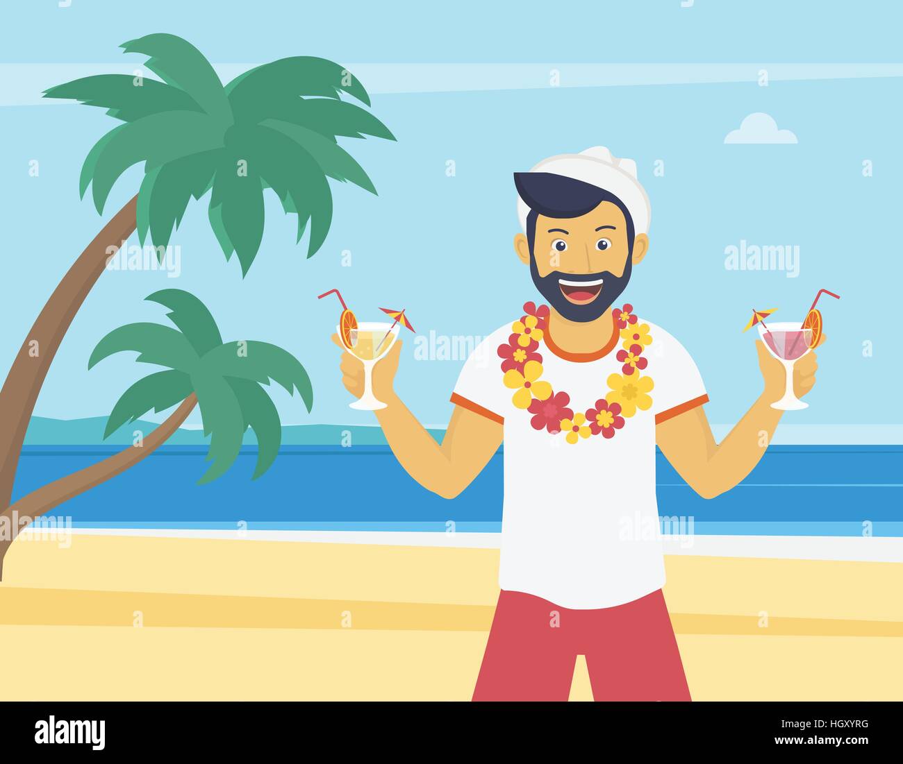 Summer holiday joy man Stock Vector Images - Alamy