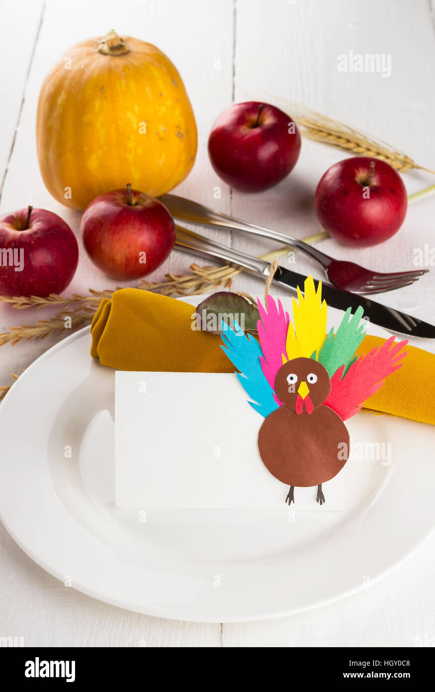 Table setting for Thanksgiving Day Stock Photo - Alamy
