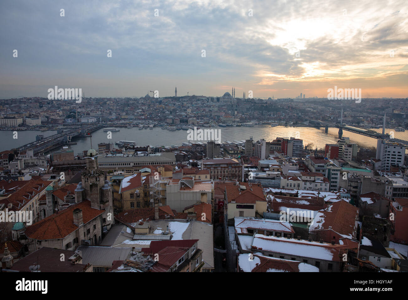 Panorama view of Istanbul skyline at sunset Stock Photo - Alamy