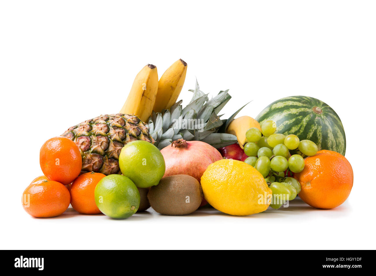 Stack of fruits isolated on white background Stock Photo - Alamy