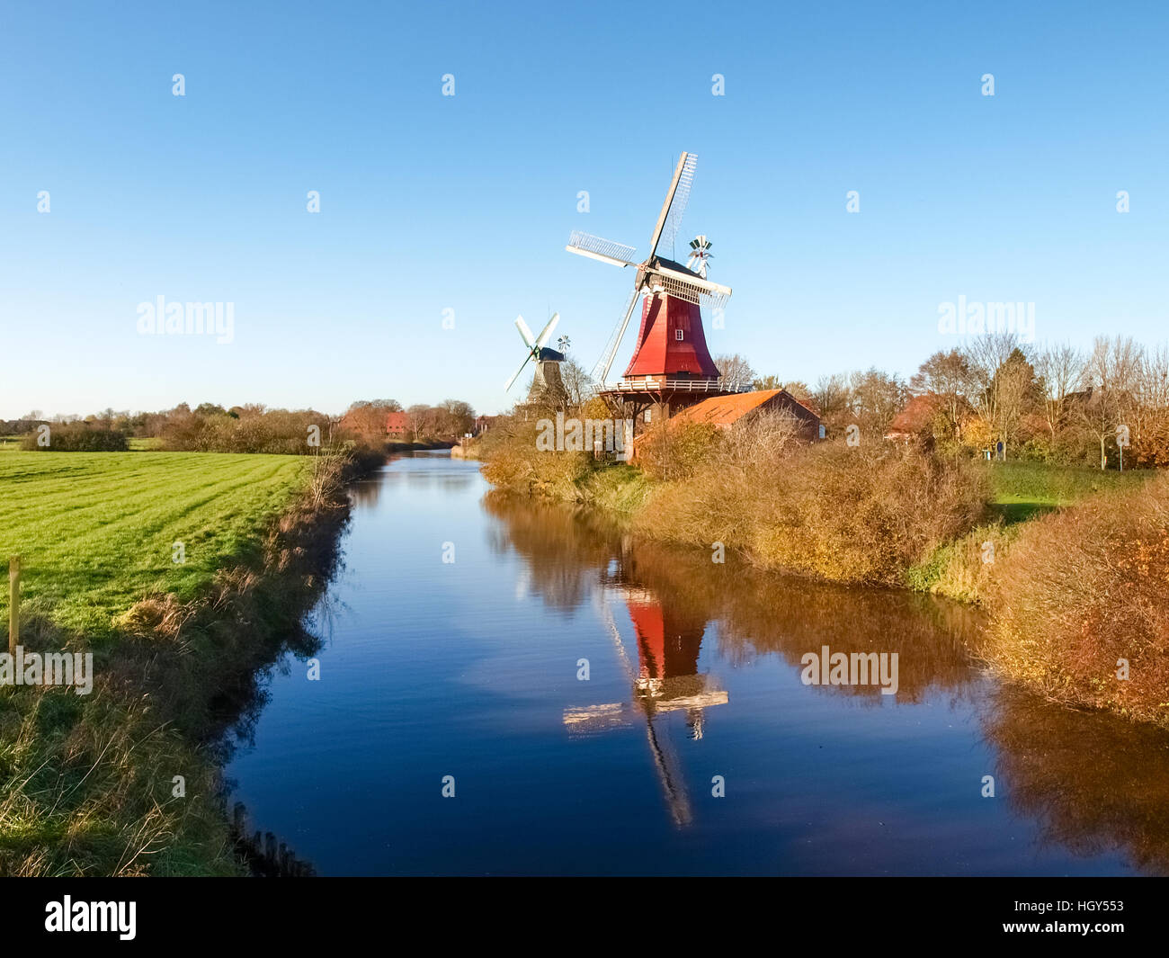 Greetsiel, Germany - November 4, 2011: Traditional Dutch windmills ...