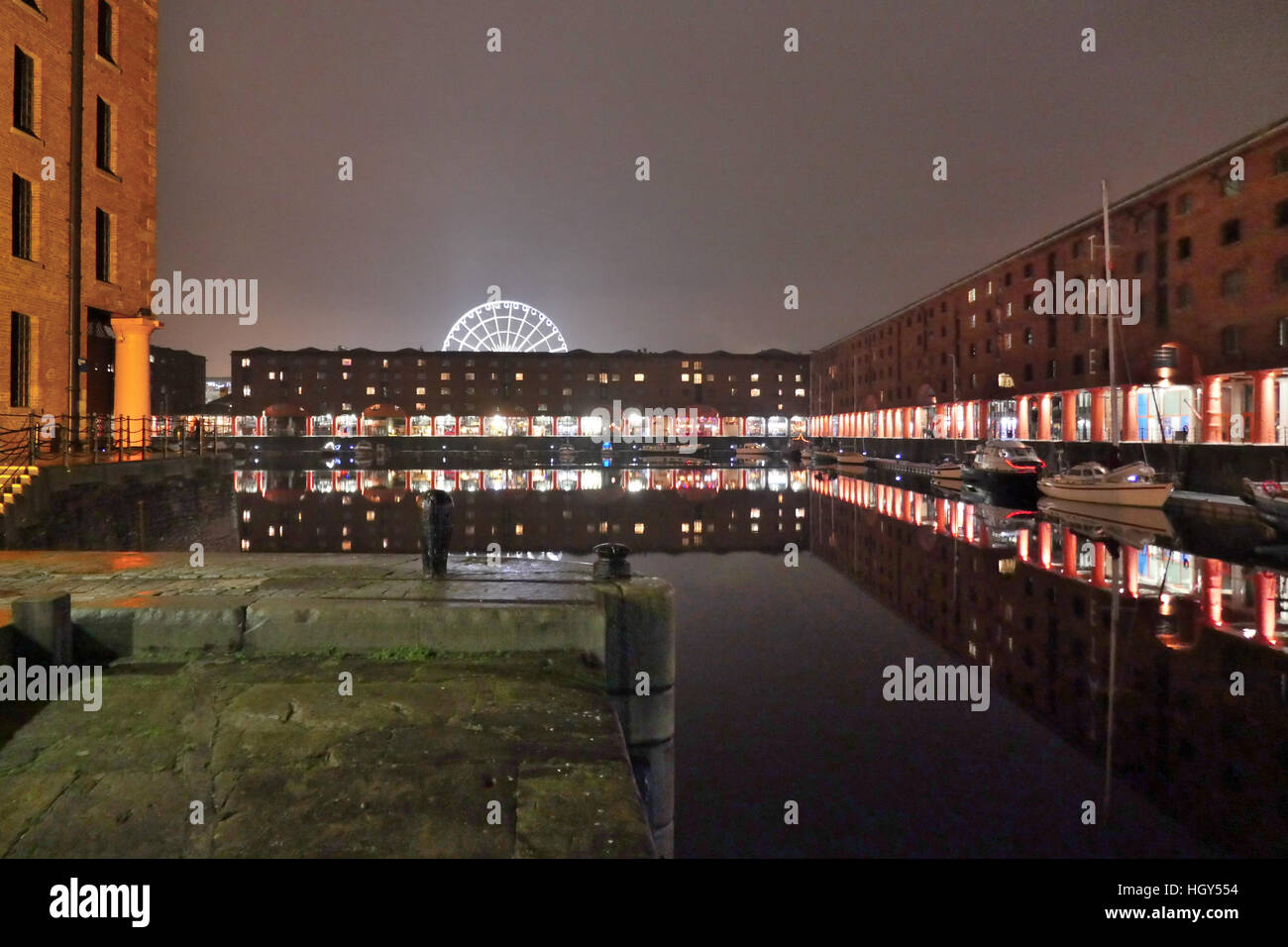 Liverpool Albert Docks at night Stock Photo - Alamy