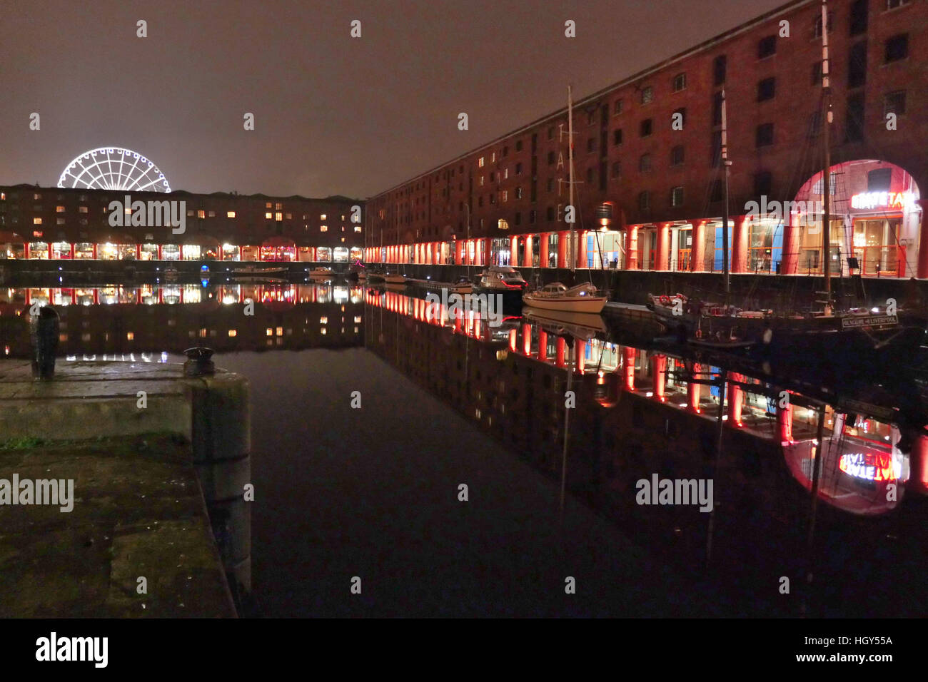 Liverpool Albert Docks at night Stock Photo - Alamy
