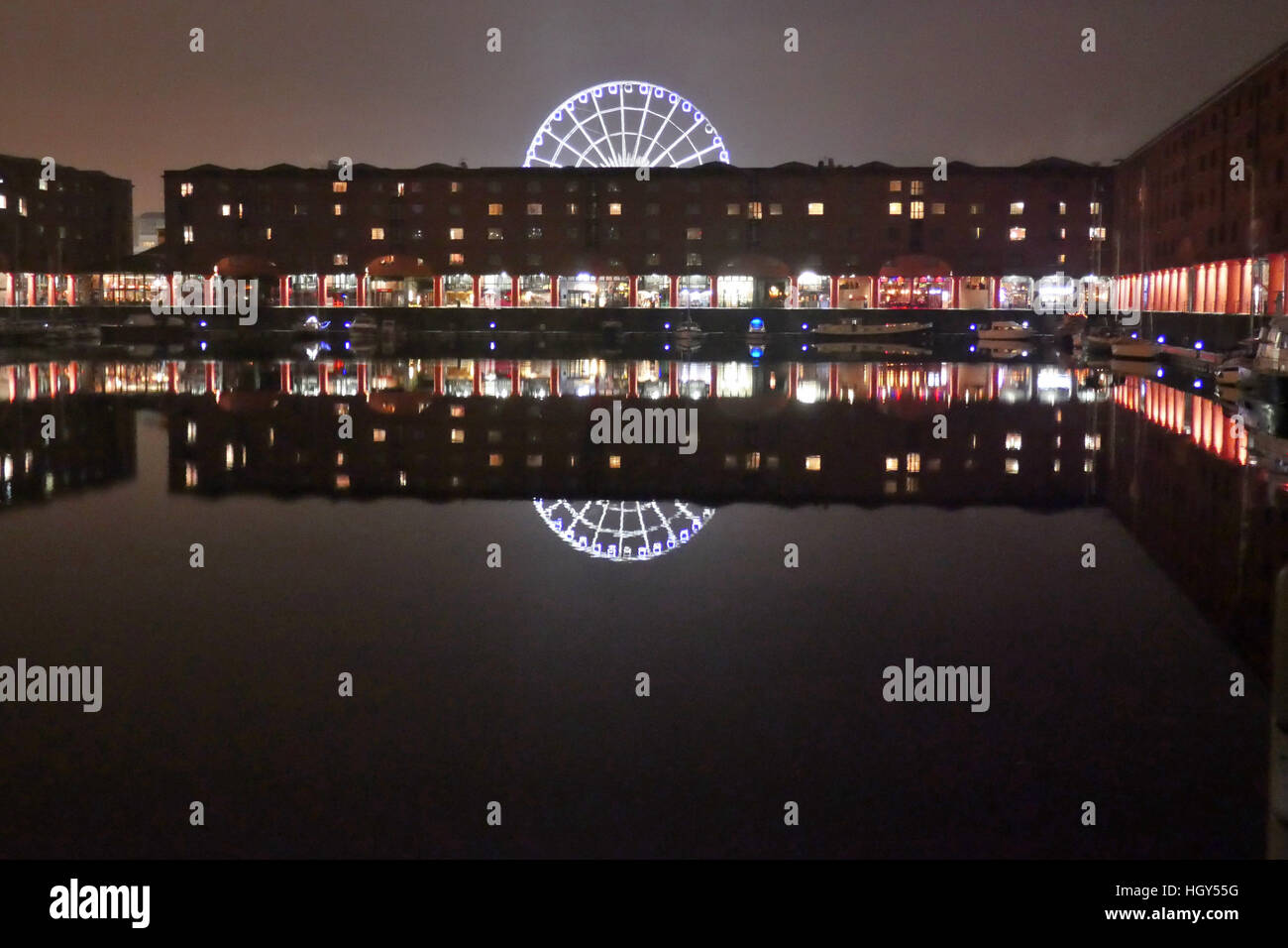 Liverpool Albert Docks at night Stock Photo - Alamy