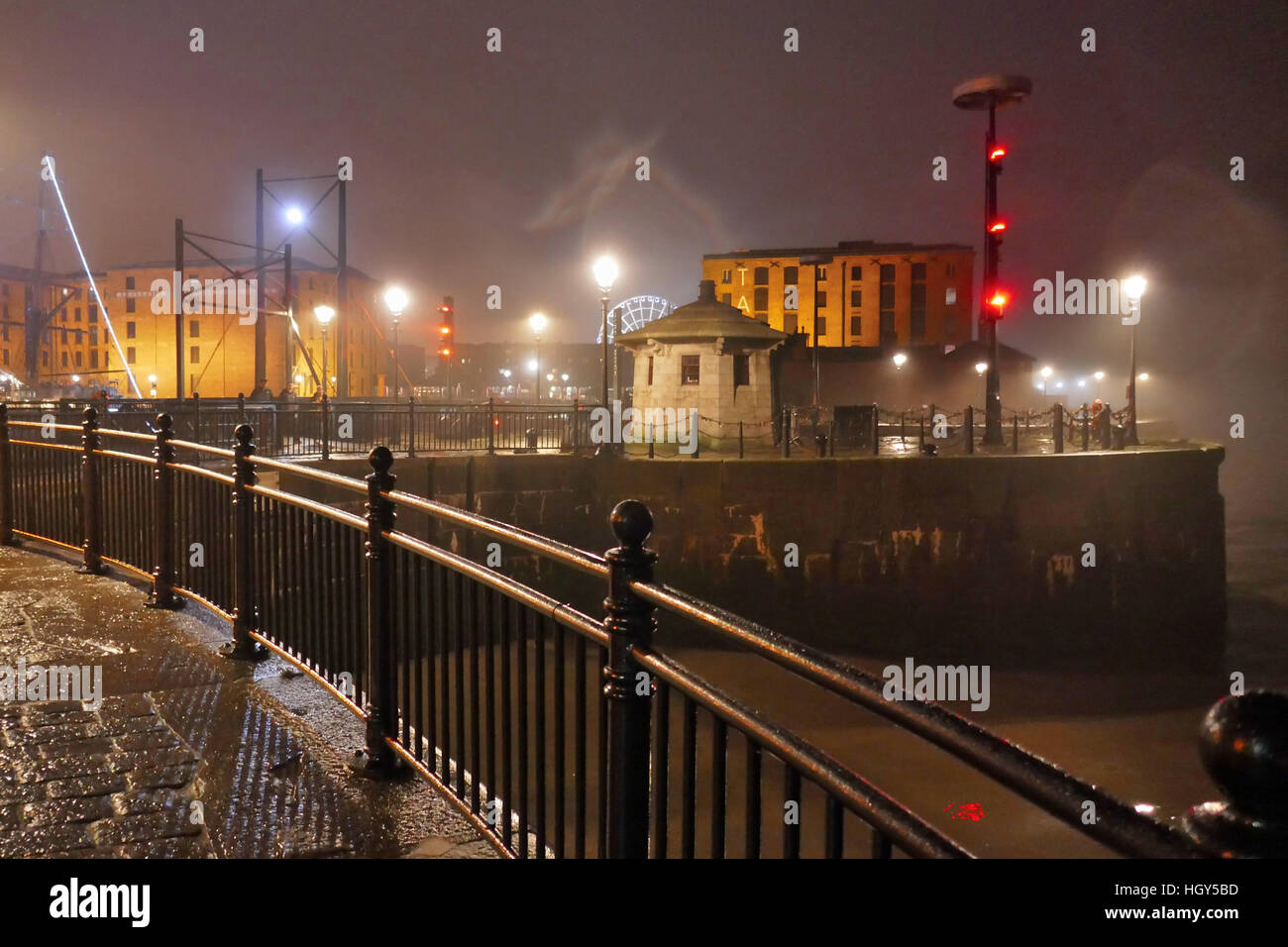 Albert Dock and Quayside Liverpool in Fog Stock Photo - Alamy