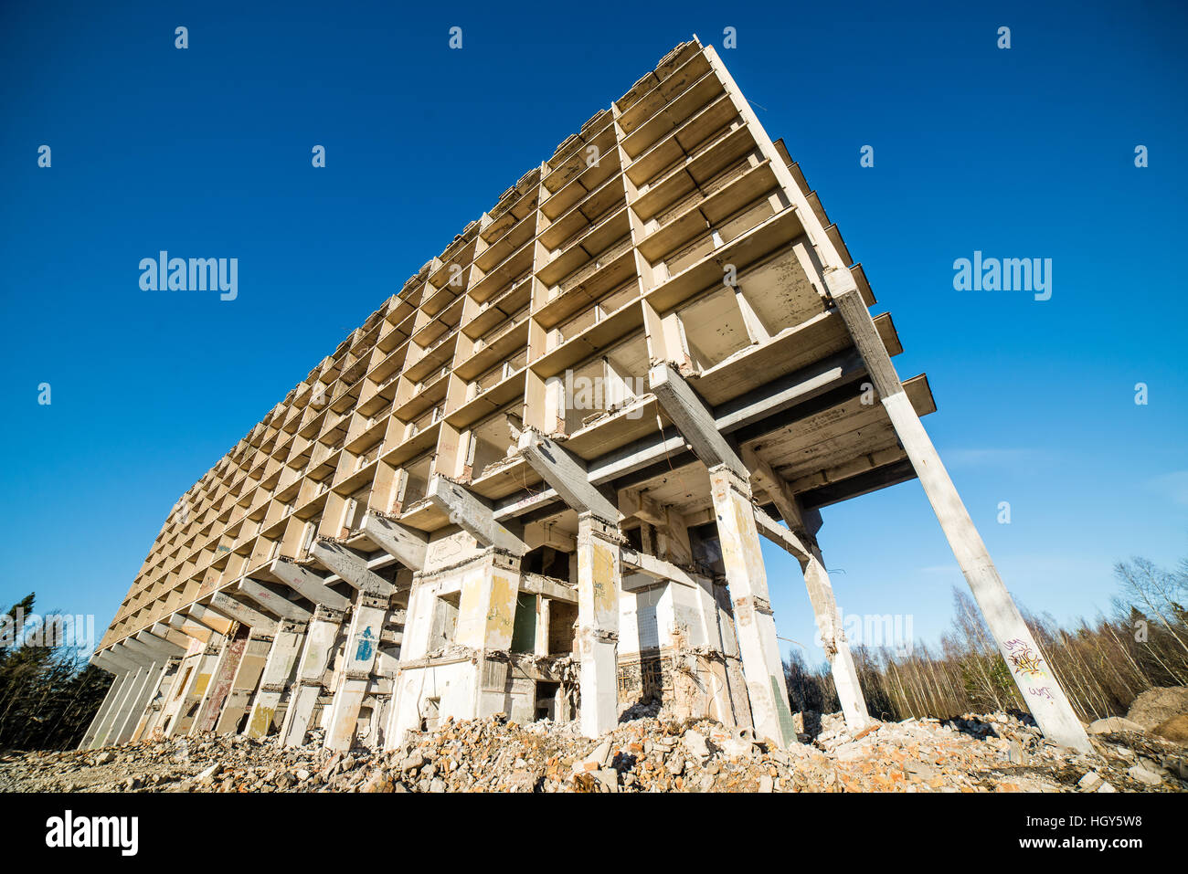 abandoned building ruins on blue sky Stock Photo - Alamy