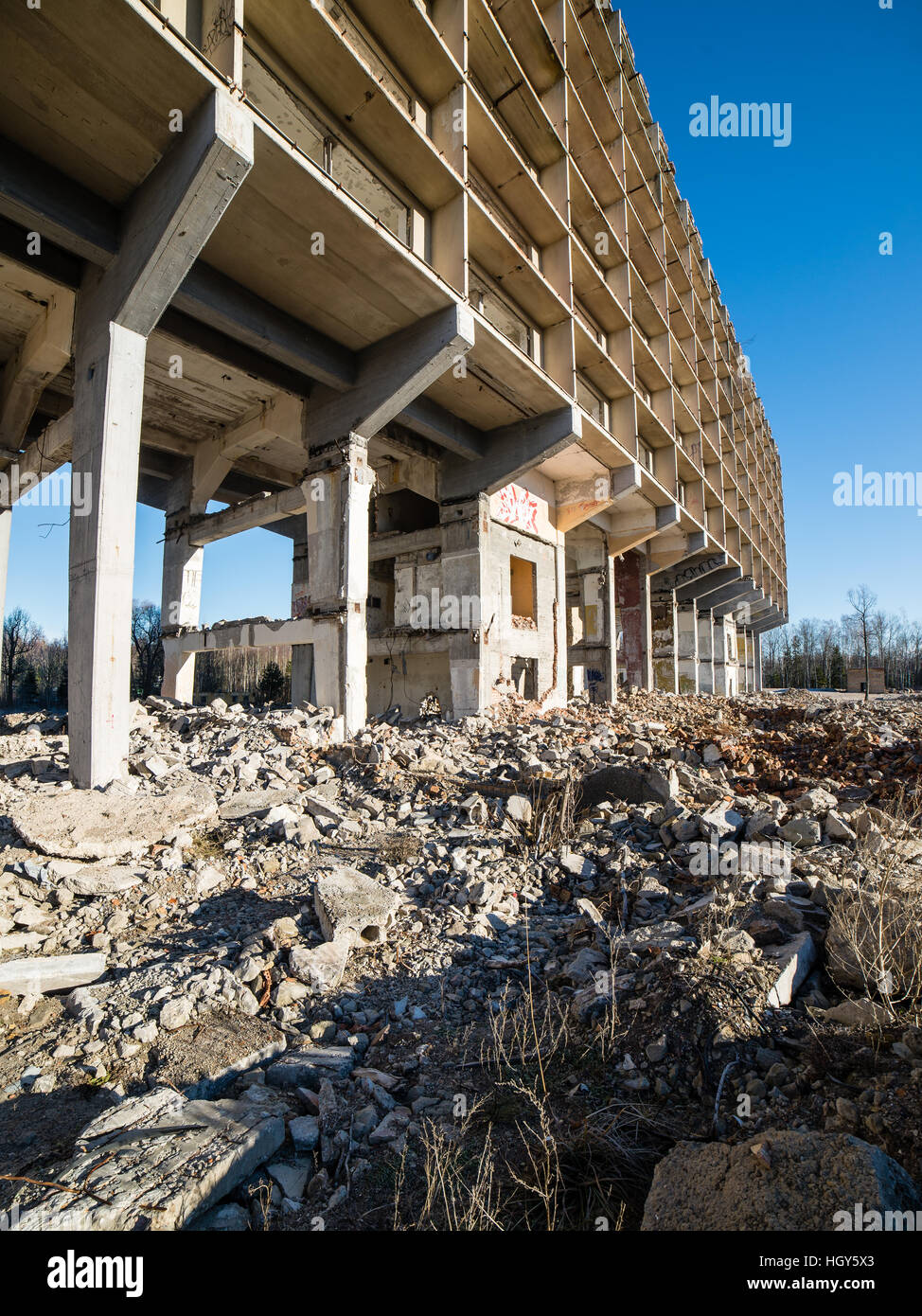 abandoned building ruins on blue sky Stock Photo - Alamy