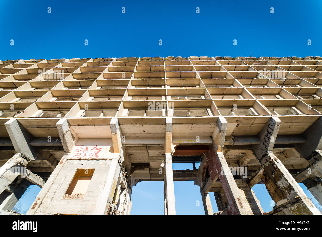 abandoned building ruins on blue sky Stock Photo - Alamy