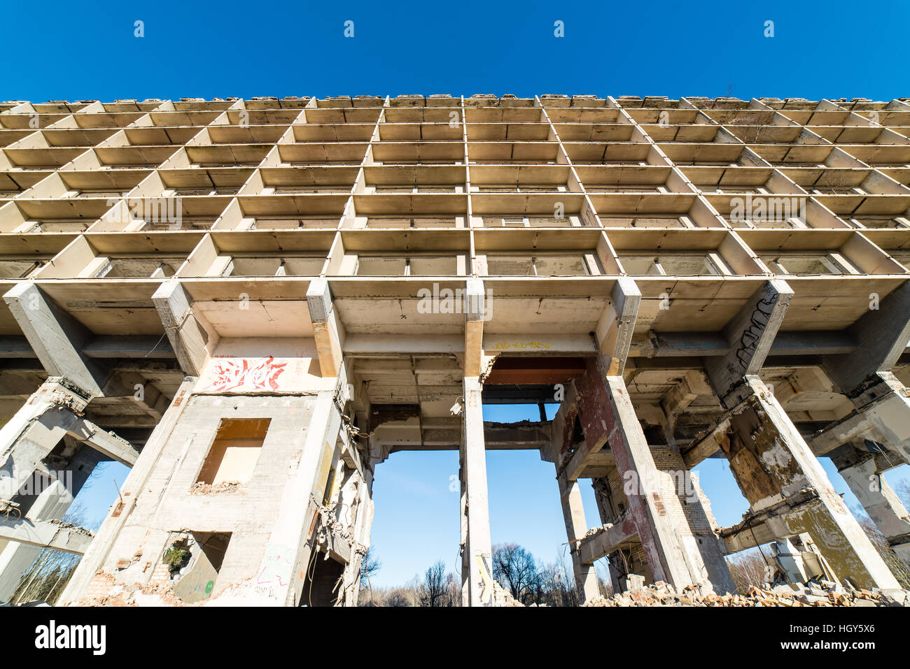 abandoned building ruins on blue sky Stock Photo - Alamy