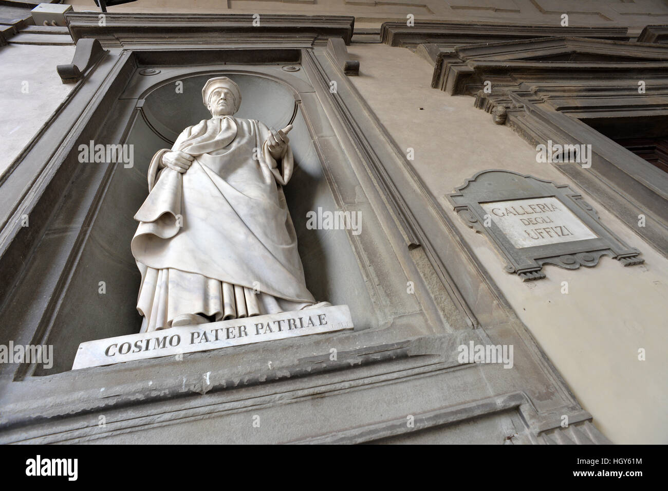 Looking up at the Statue of Politician Cosimo Pater Patriae Florence ...